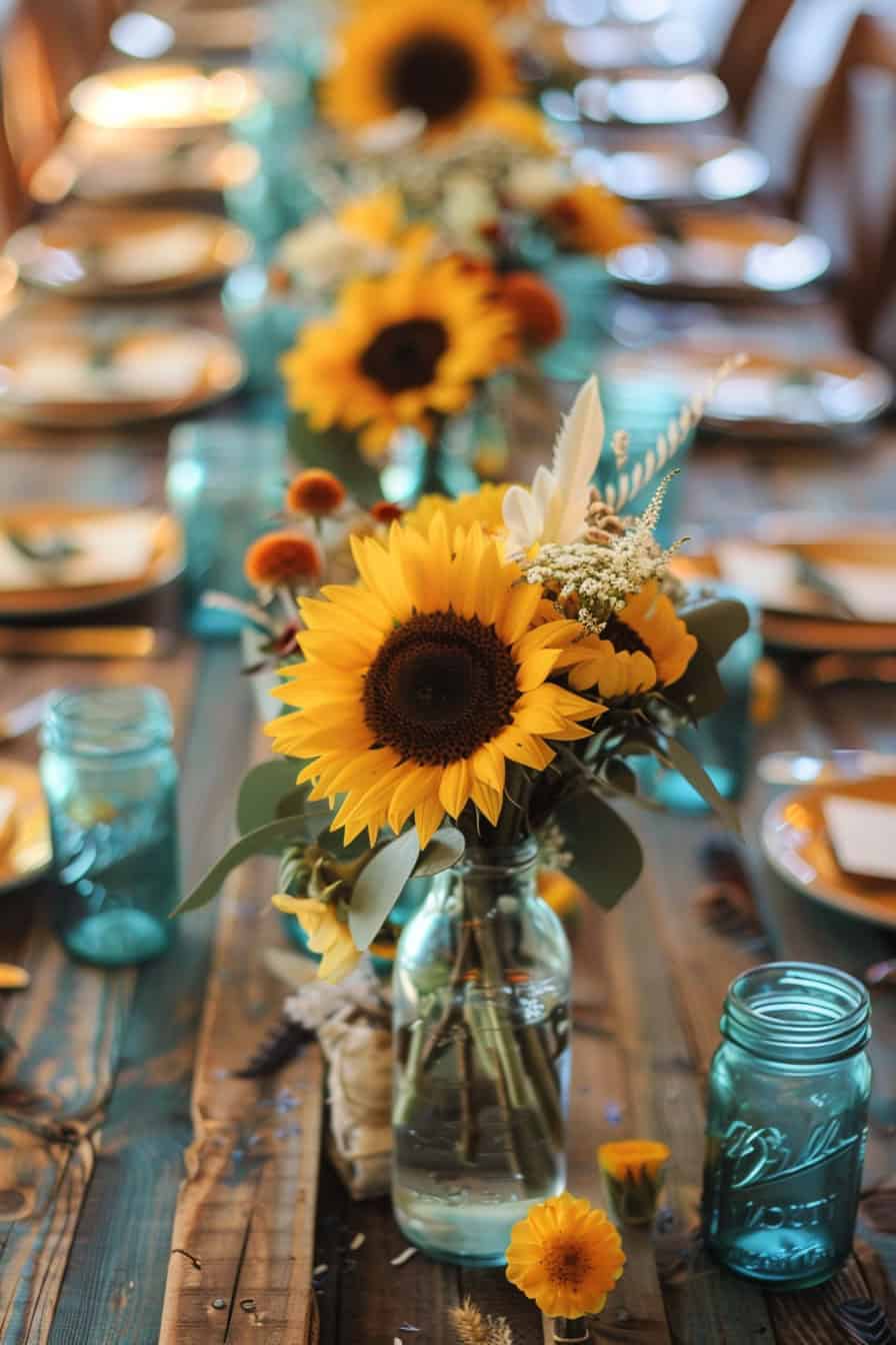 14 Sunflower Centerpiece Ideas For Weddings And Events • Confetti & Roses