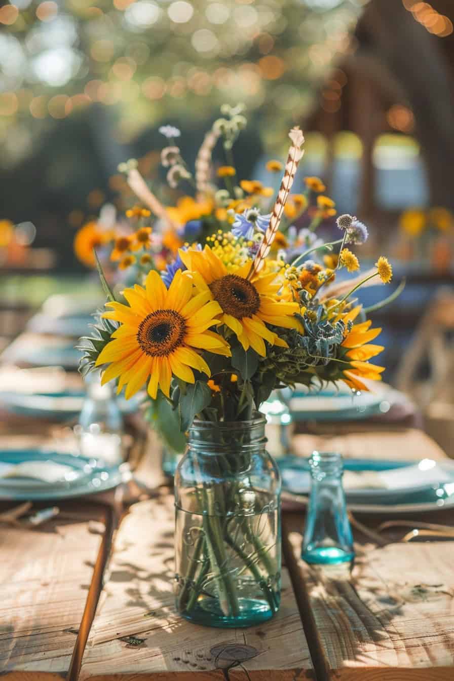 14 Sunflower Centerpiece Ideas For Weddings And Events • Confetti & Roses