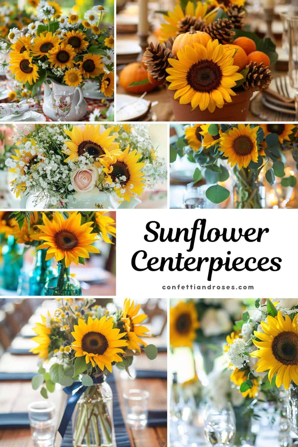 14 Sunflower Centerpiece Ideas For Weddings And Events • Confetti & Roses