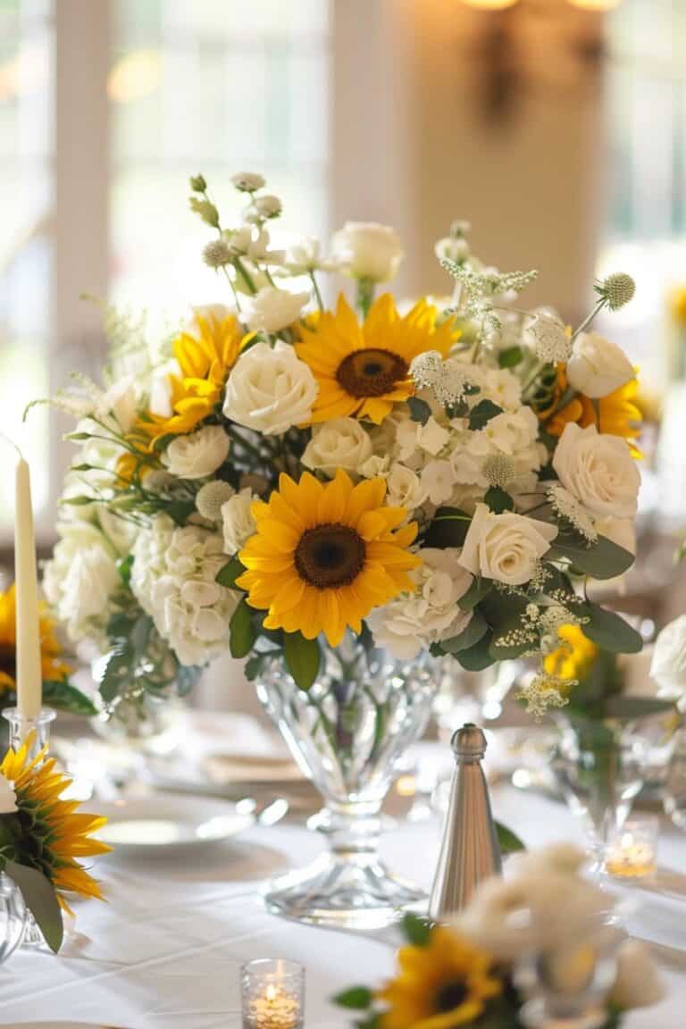 14 Sunflower Centerpiece Ideas For Weddings And Events • Confetti & Roses