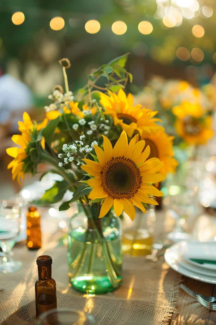 14 Sunflower Centerpiece Ideas For Weddings And Events • Confetti & Roses