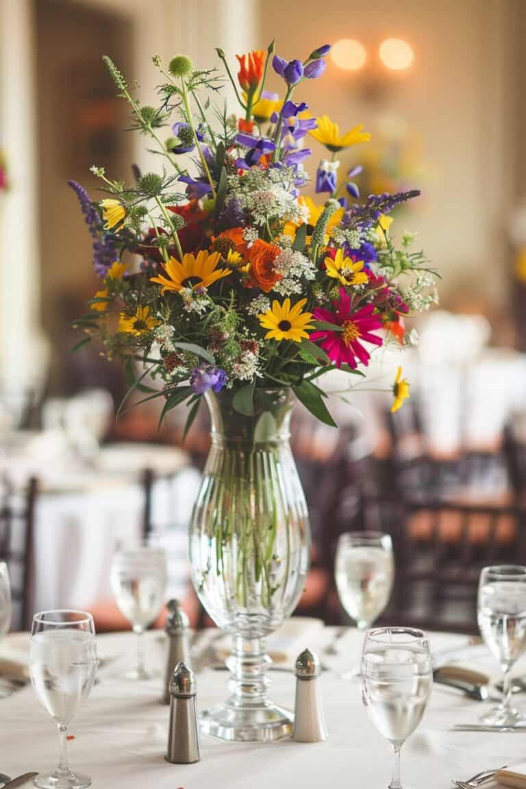 20 Beautiful Wildflower Centerpieces For Any Event • Confetti & Roses