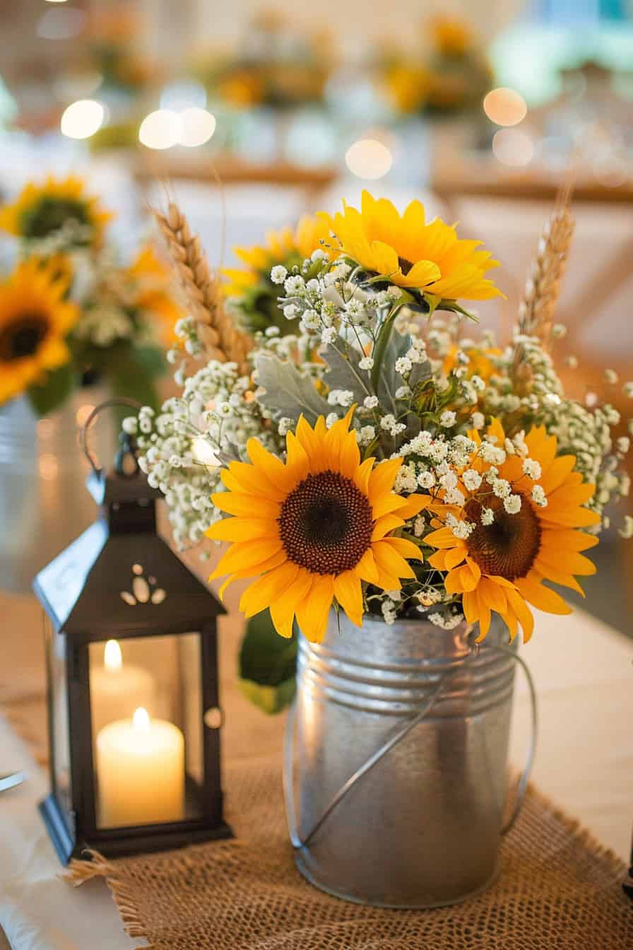 14 Sunflower Centerpiece Ideas For Weddings And Events • Confetti & Roses