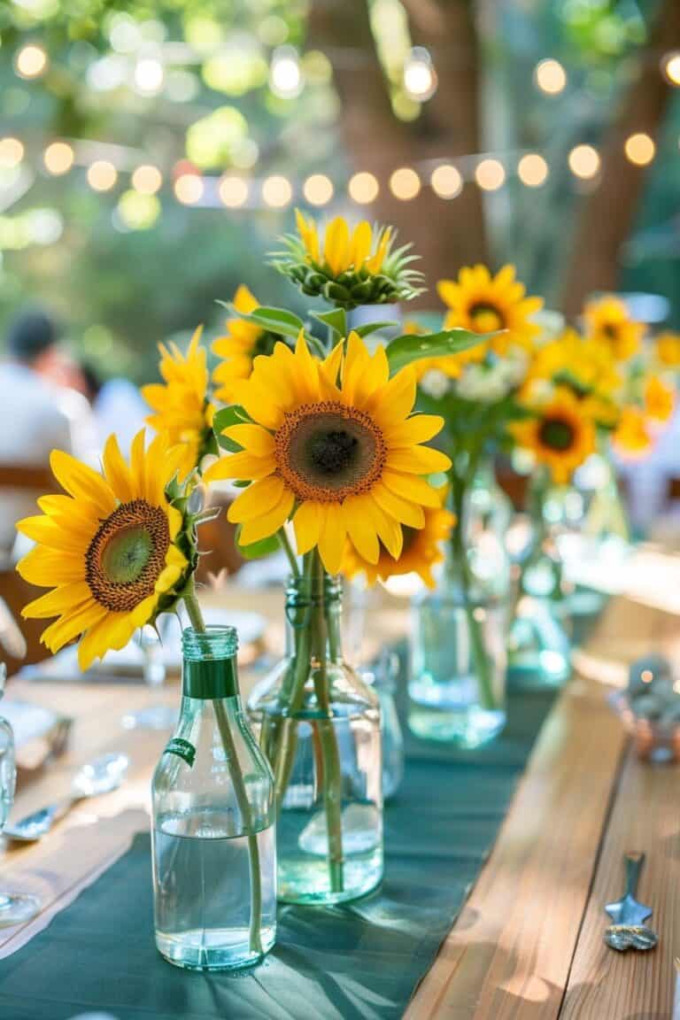 14 Sunflower Centerpiece Ideas For Weddings And Events • Confetti & Roses