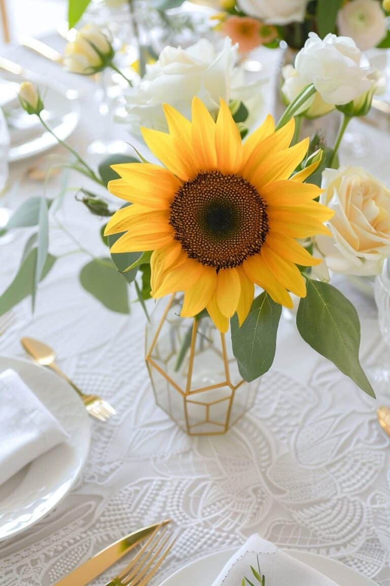 14 Sunflower Centerpiece Ideas For Weddings And Events • Confetti & Roses