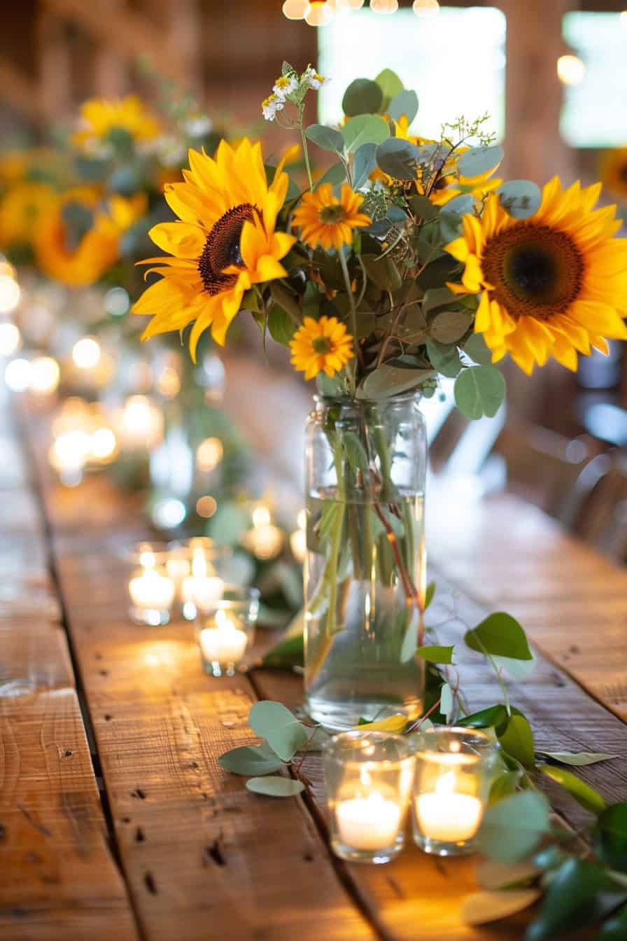 14 Sunflower Centerpiece Ideas For Weddings And Events • Confetti & Roses