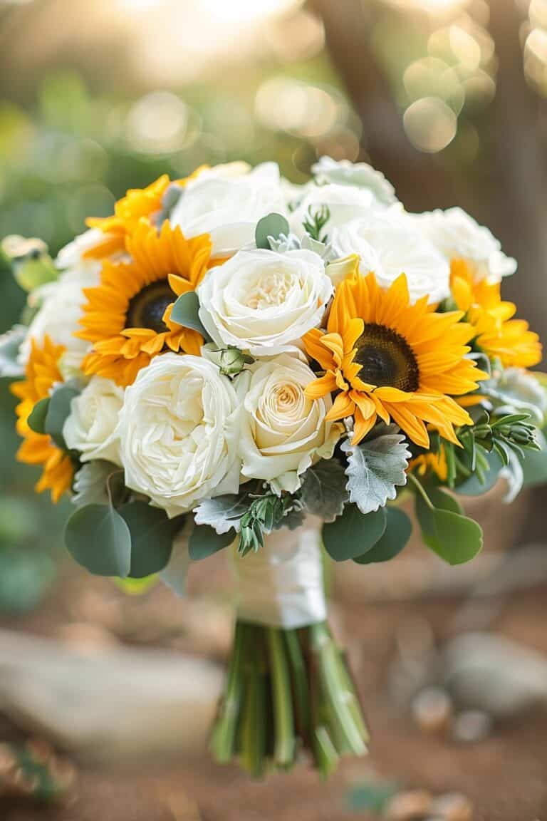 Sunflowers And Rose Wedding Bouquets: 20 Inspiring Ideas • Confetti & Roses