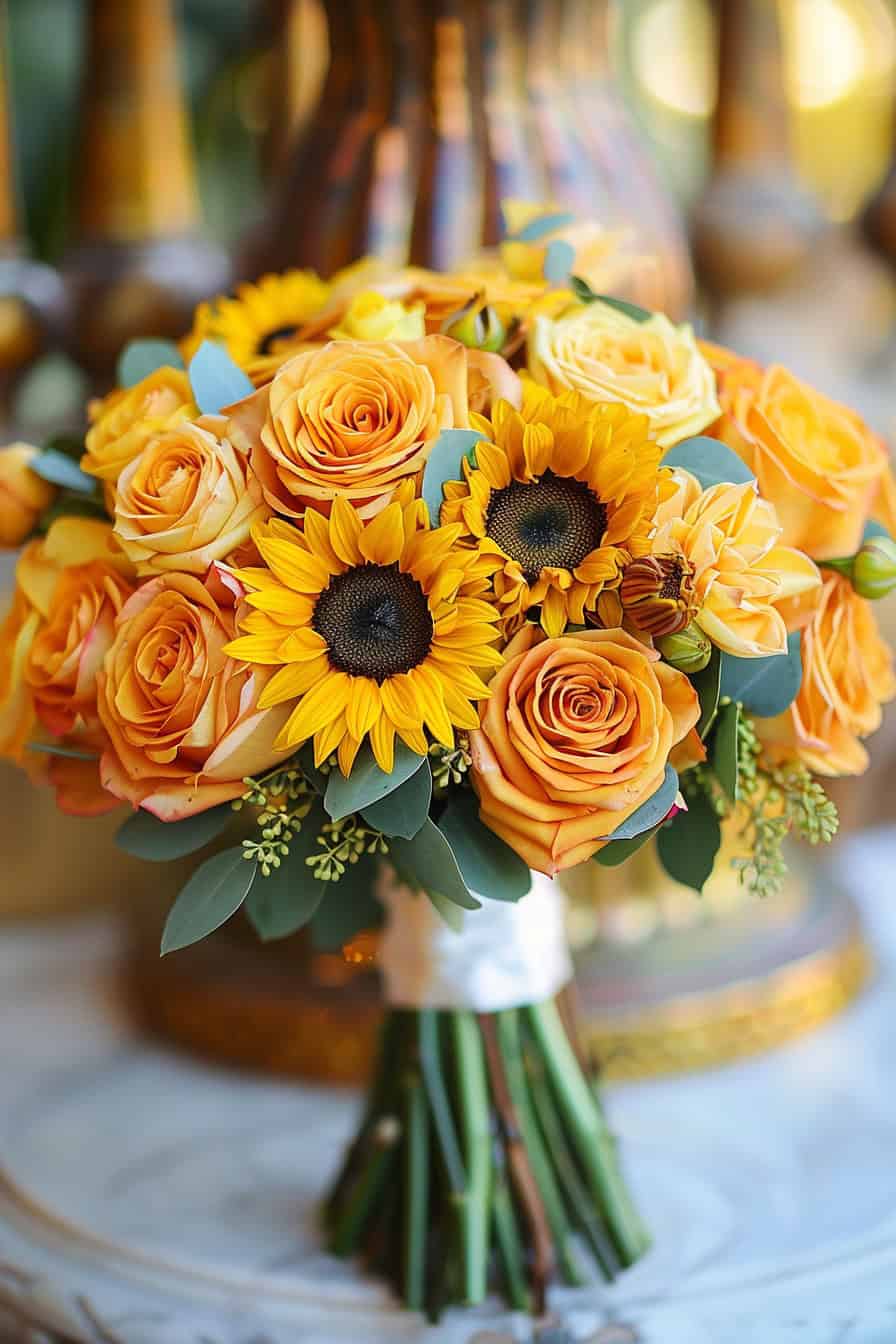 Sunflowers And Rose Wedding Bouquets: 20 Inspiring Ideas • Confetti & Roses