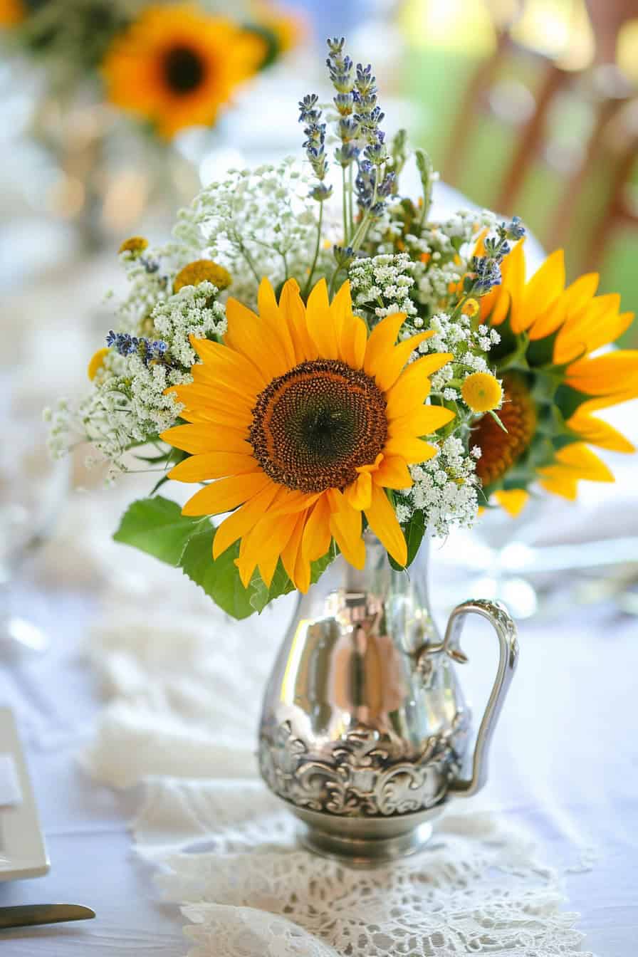 14 Sunflower Centerpiece Ideas For Weddings And Events • Confetti & Roses