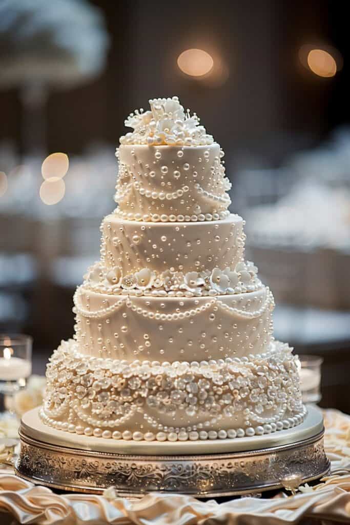 14 Beautiful Pearl Wedding Cakes For Your Wedding • Confetti & Roses