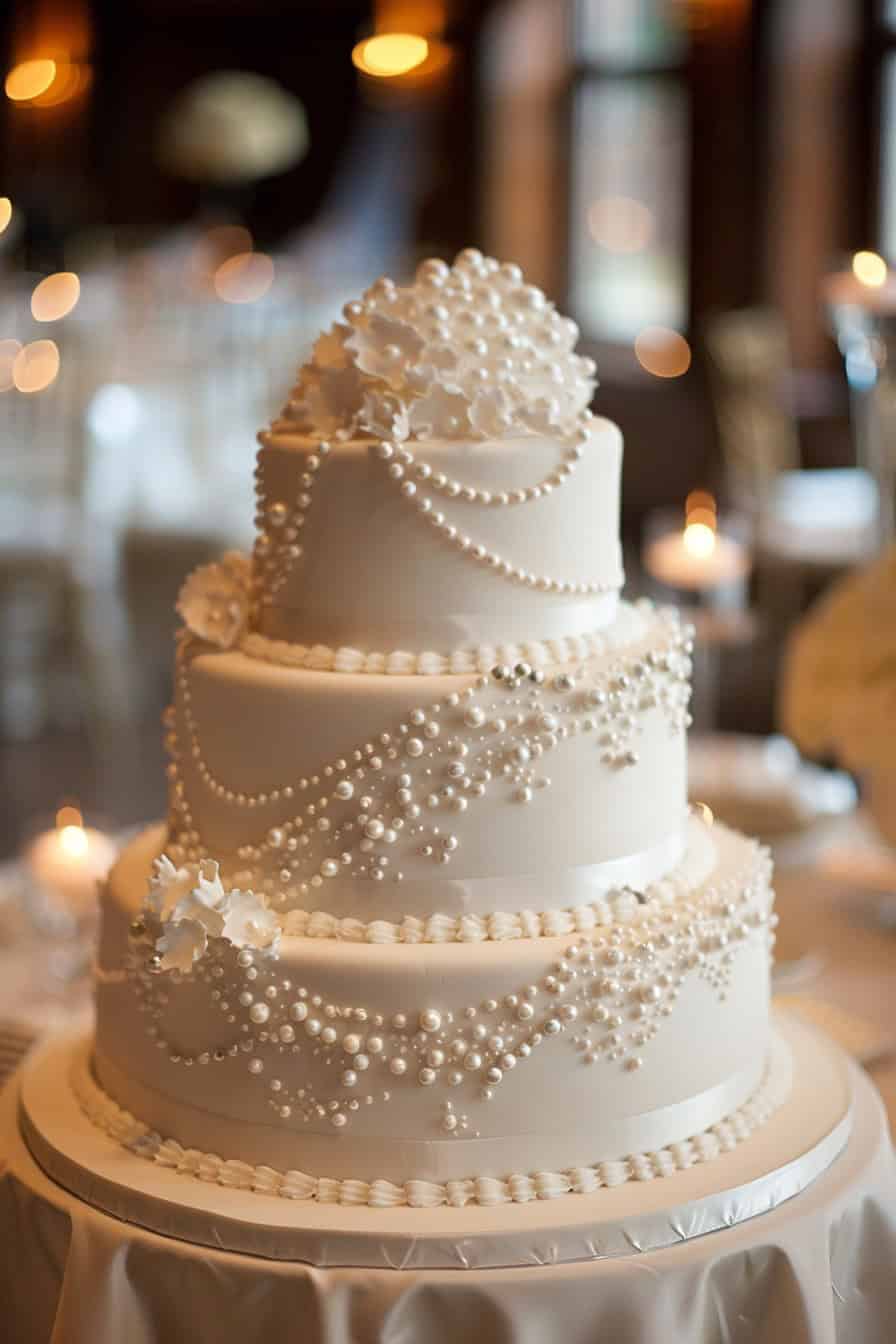 14 Beautiful Pearl Wedding Cakes For Your Wedding • Confetti & Roses