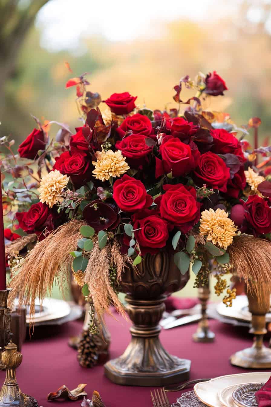 17 Fall Red Roses Centerpieces For Your Dream Wedding • Confetti & Roses