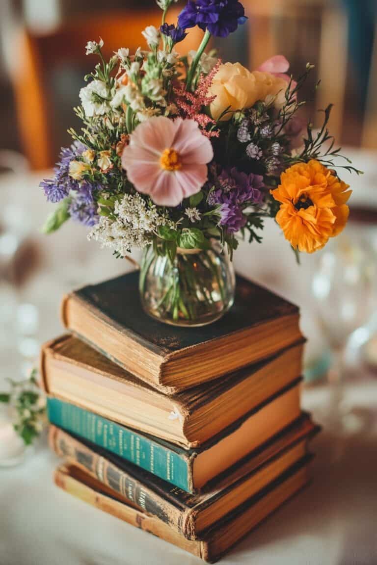 15 Creative Ideas For Book Centerpieces At Weddings And Events • Confetti & Roses
