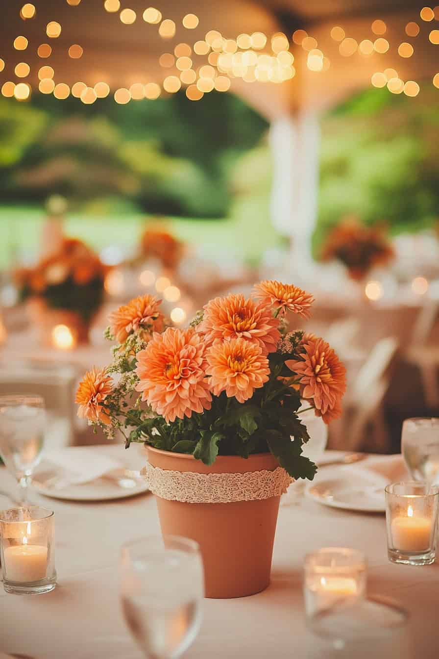 9 Creative Ways To Use Potted Mums In Your Wedding • Confetti & Roses