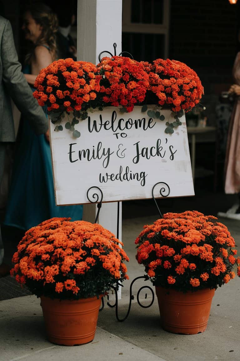 9 Creative Ways To Use Potted Mums In Your Wedding • Confetti & Roses