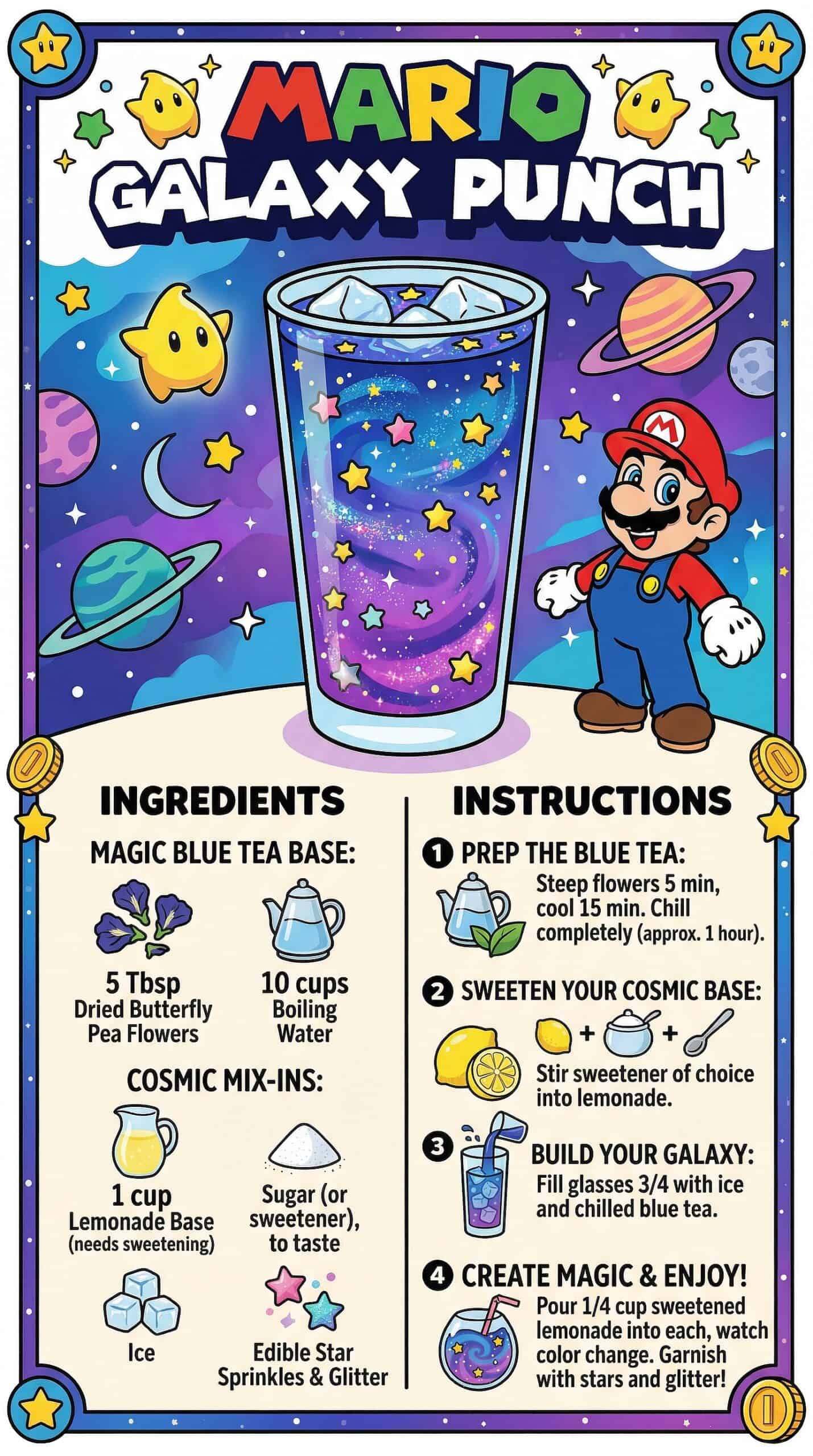 24 Epic Mario Galaxy Birthday Party Ideas • Confetti & Roses